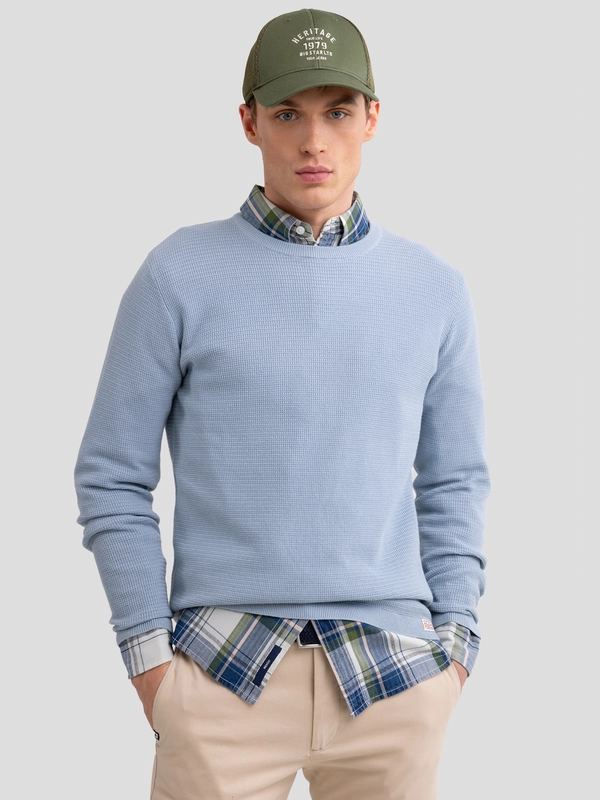 Sweter męski bawełniany błękitny Neilon 400 - Kolor: Niebieski - 139.99